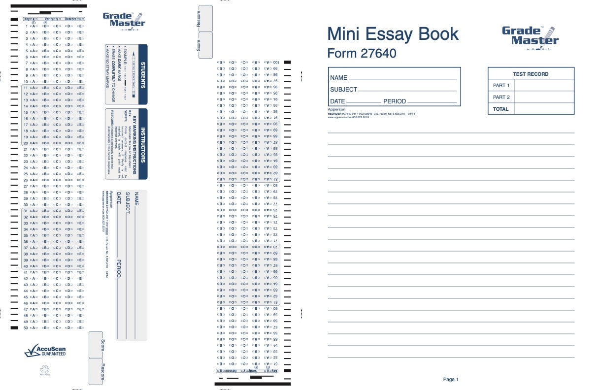 100Q DataLink 600 answer sheet (27640) – Apperson